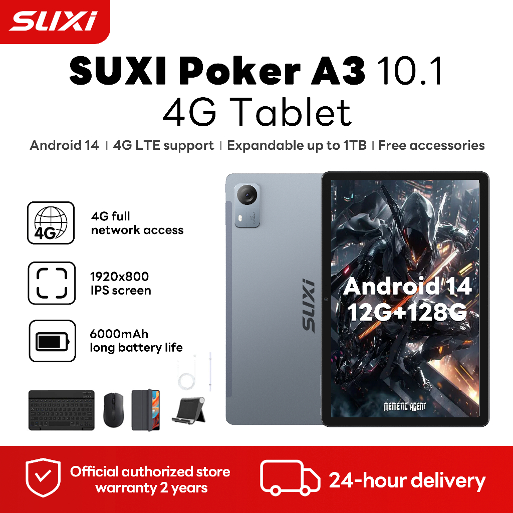 SUXI A3 Tablet Android Original kids 10.1" 12+128GB Dual SIM Slot ...