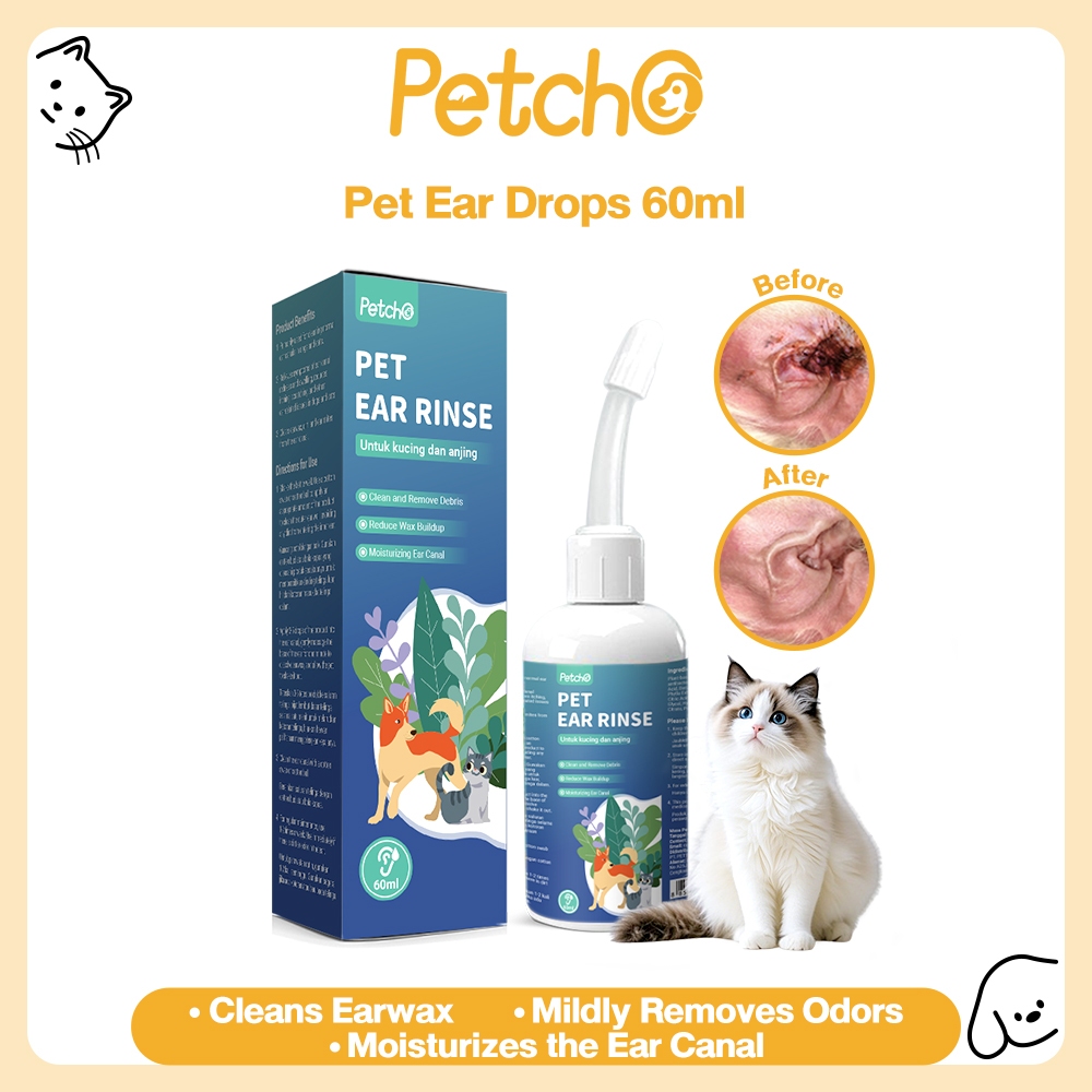 Petcho Pet Ear Drops Ear Mite Ear Drops Clean Earwax Cat Ear Anti ...