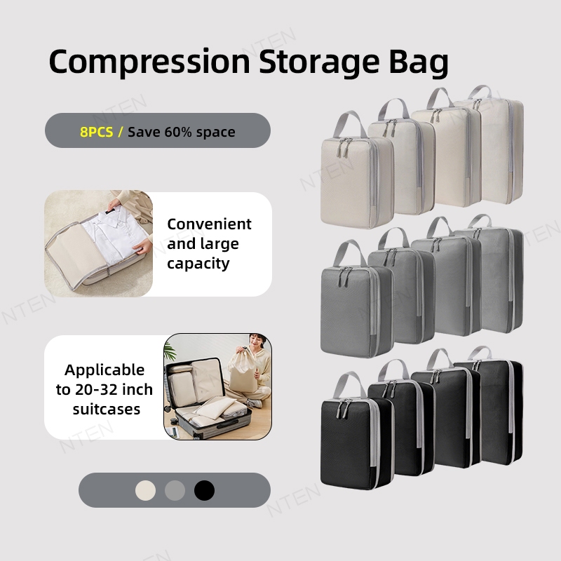 8Pcs Compression Packing Cubes Luggage Bags Breathable Travel Luggage ...