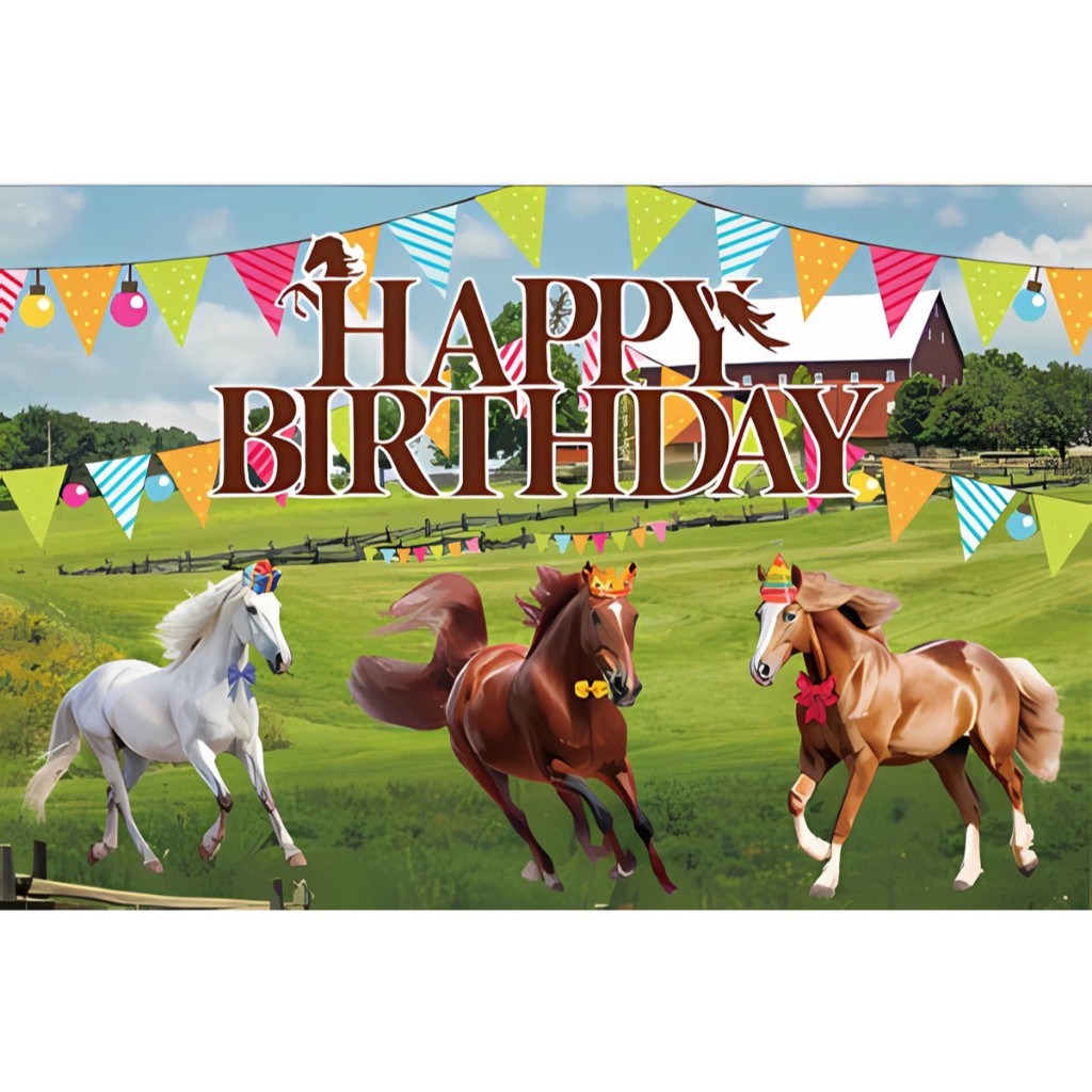 Horse Backdrop Sign Birthday Party Decorations Horse Background Banner ...