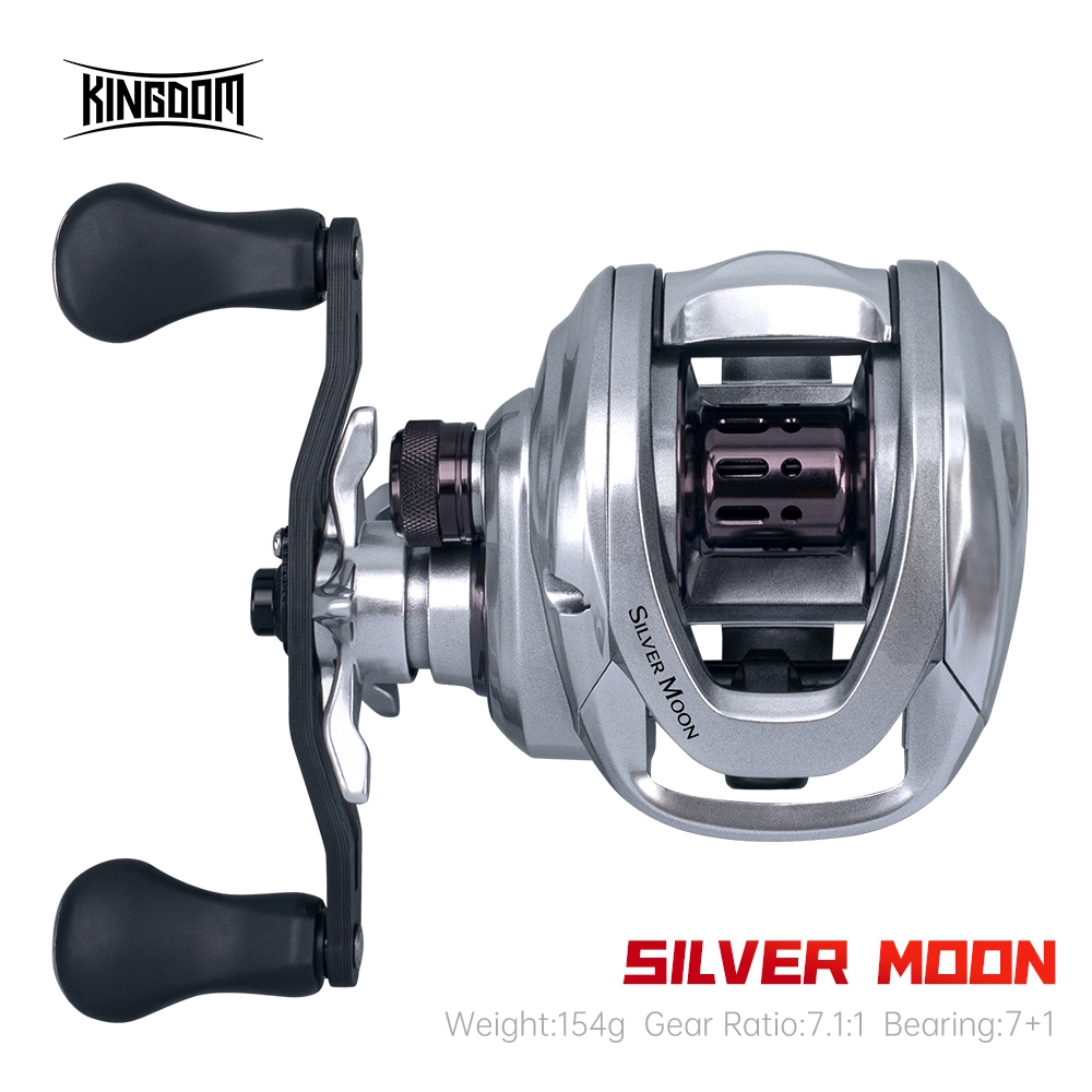 Kingdom SILVER MOON Casting Fishing Reel 154g 7.1:1 Gear Ratio 7+1 Ball ...