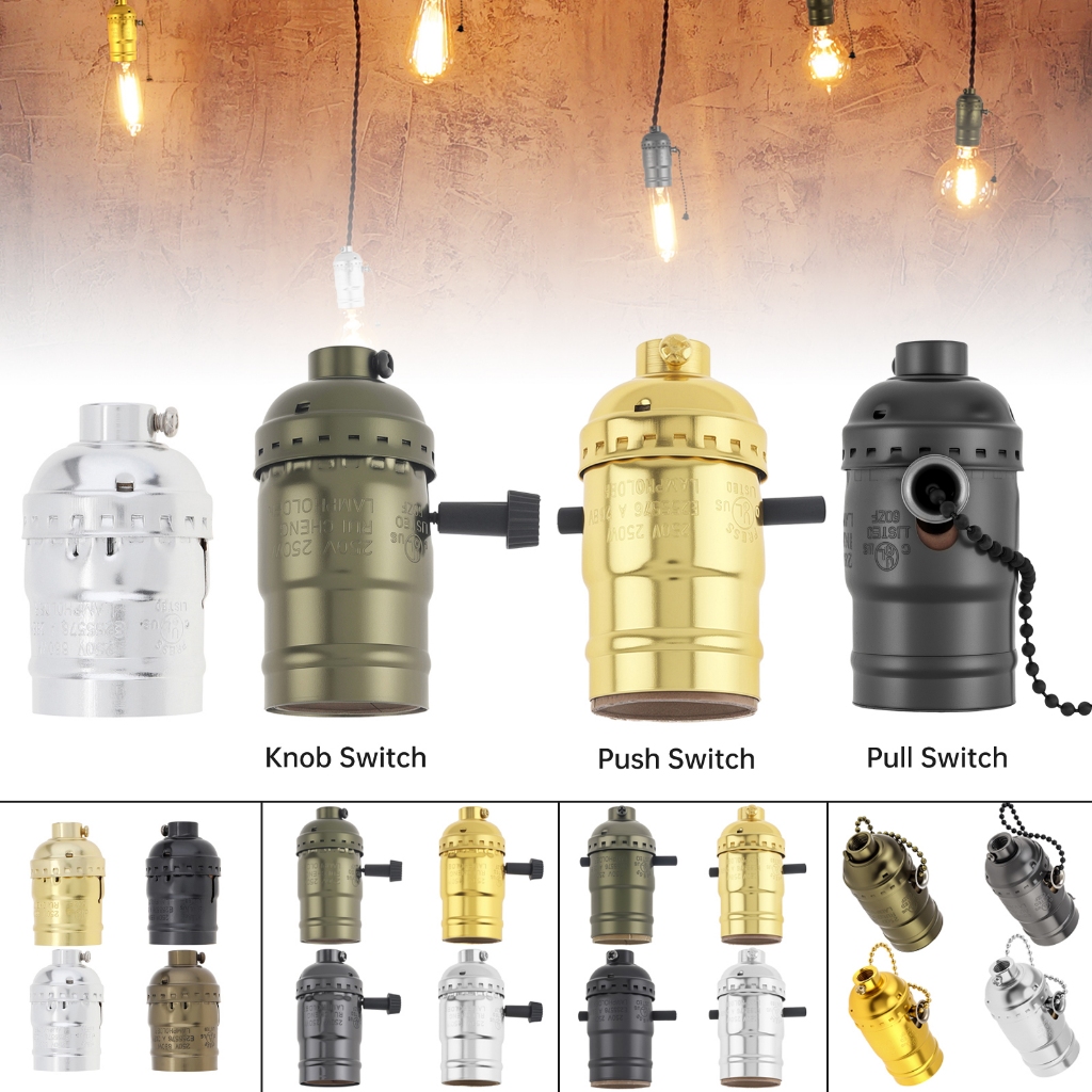 Pull /Knob/Push Switch Lamp Socket Replacement E26/E27 Standard ...