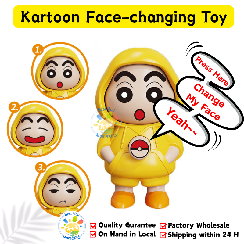 Crayon Shin Labubu Cartoon Face-Changing Toy 3PCS Creative Kuromi ...