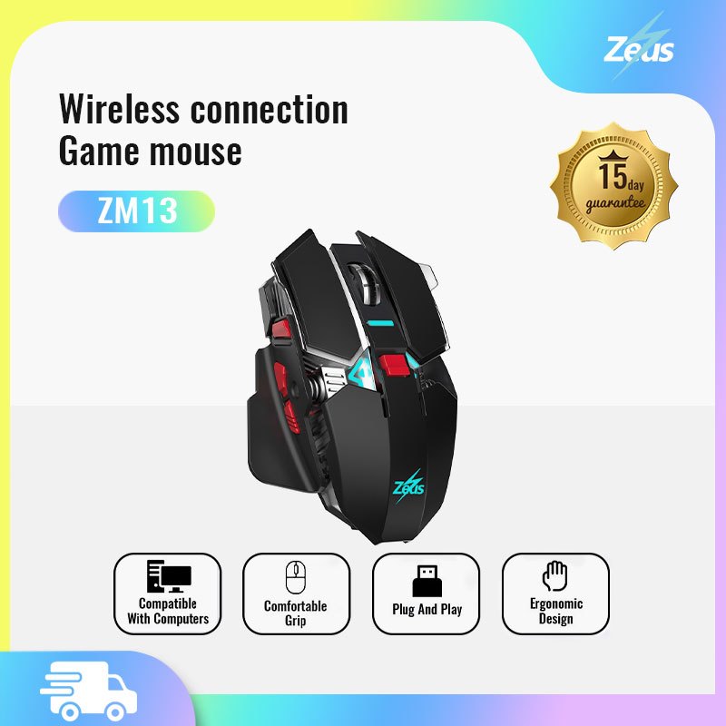 Zeus ZM13 Wireless Gaming Mouse - Ergonomic Design, 2.4G Connection ...