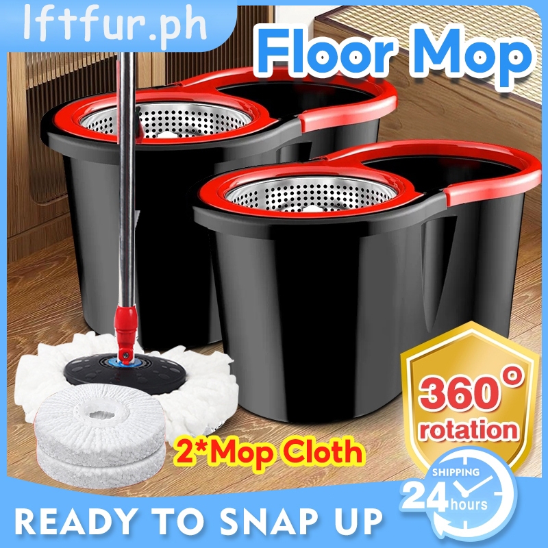 360° Rotating Mop With Spinner And Bucket Stainless Steel Hand Free ...