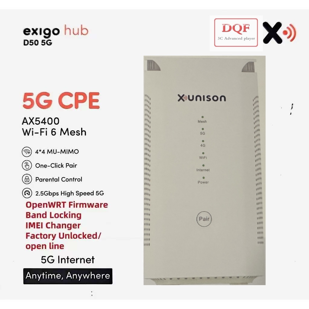 Xunison D50 5G CPE Moden X55 WIFI6 Mesh AX5400 OpenWRT open line (IMEI changer Band locking ...