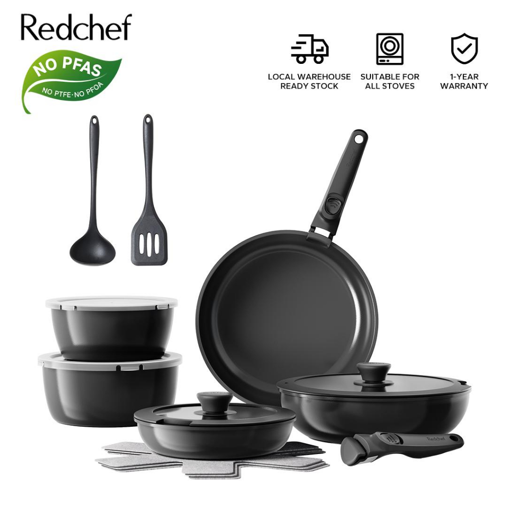 Redchef Handle Removable Series Black Nonstick Ceramic Rock Cookware ...