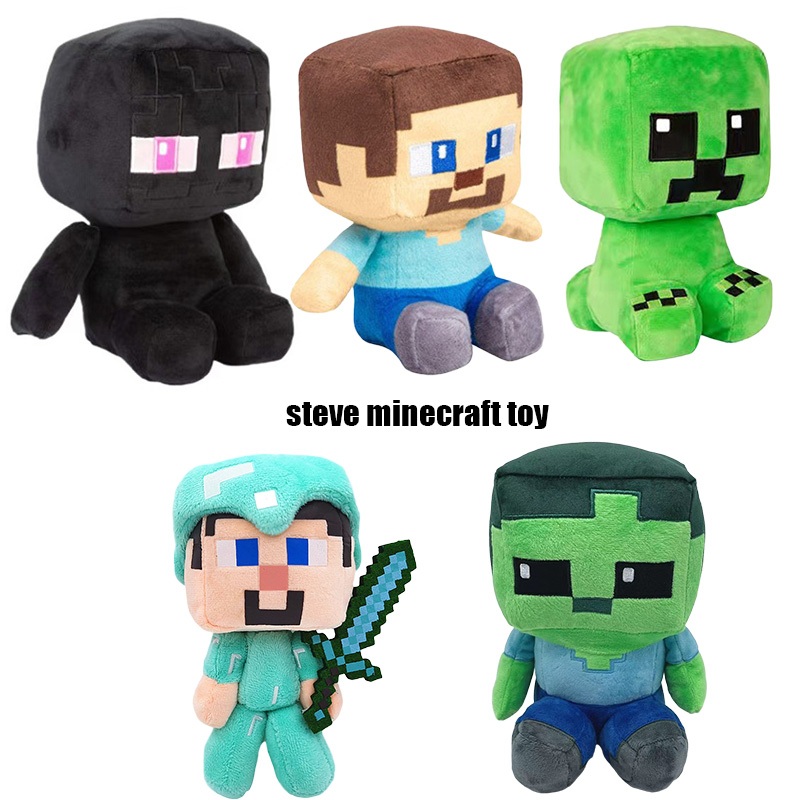 Steve Minecraft Toy TNT Redstone Grass Block Steve Head Bee Pig Axolotl ...