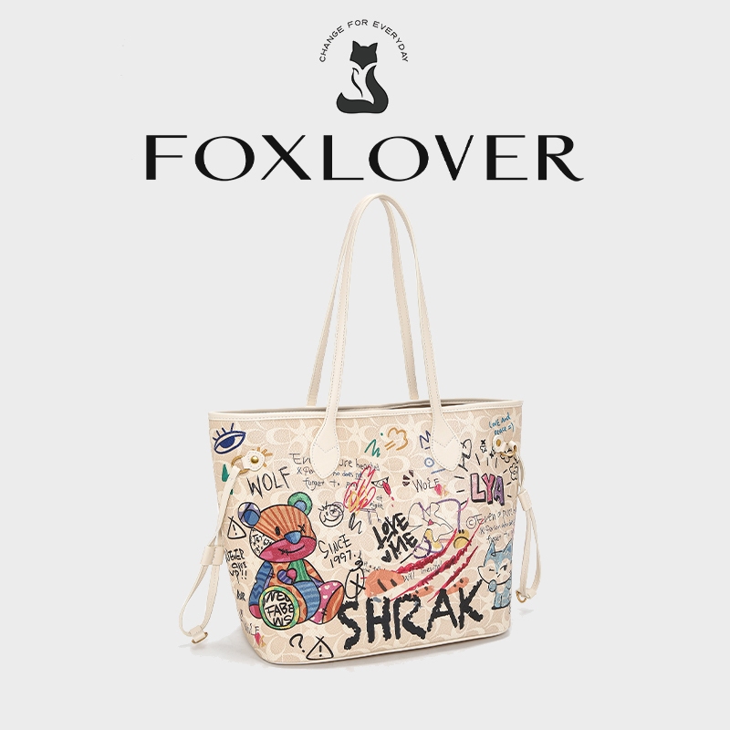 FOXLOVER Women's Tote Bag Graffiti Collection Cute Stylish Detachable ...