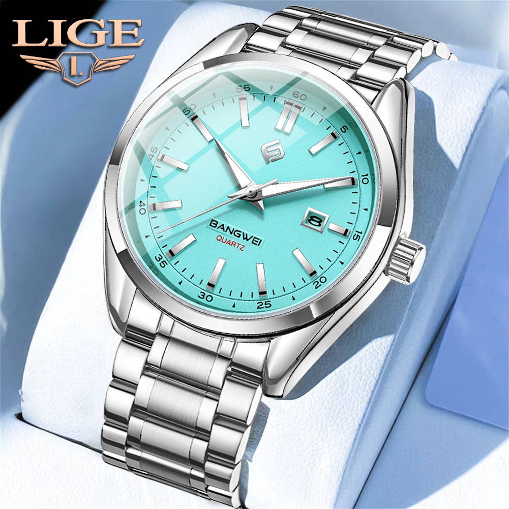 LIGE Business Quartz Watch Men Fashion Casual Waterproof Calendar Steel ...