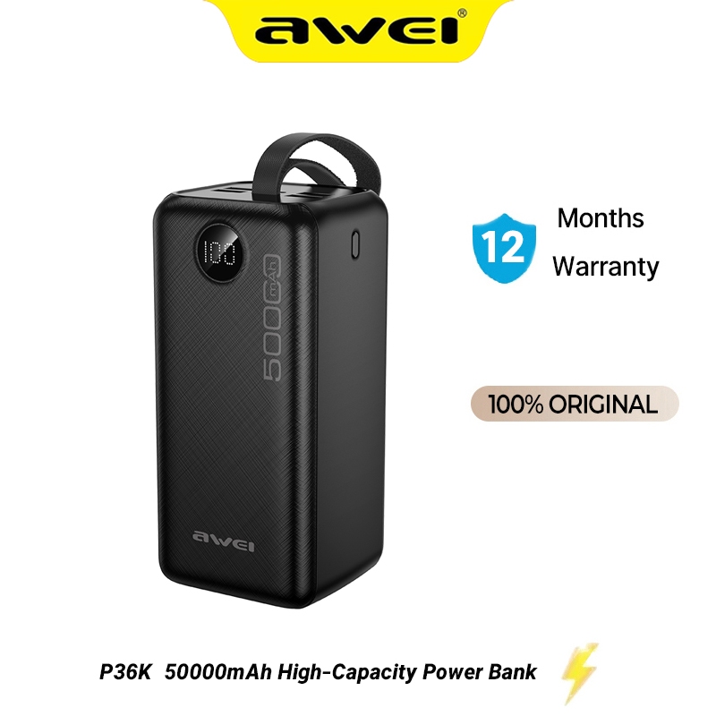 Awei P36K 50000mAh Power Bank With LED Display Multi-Port USB Fast ...