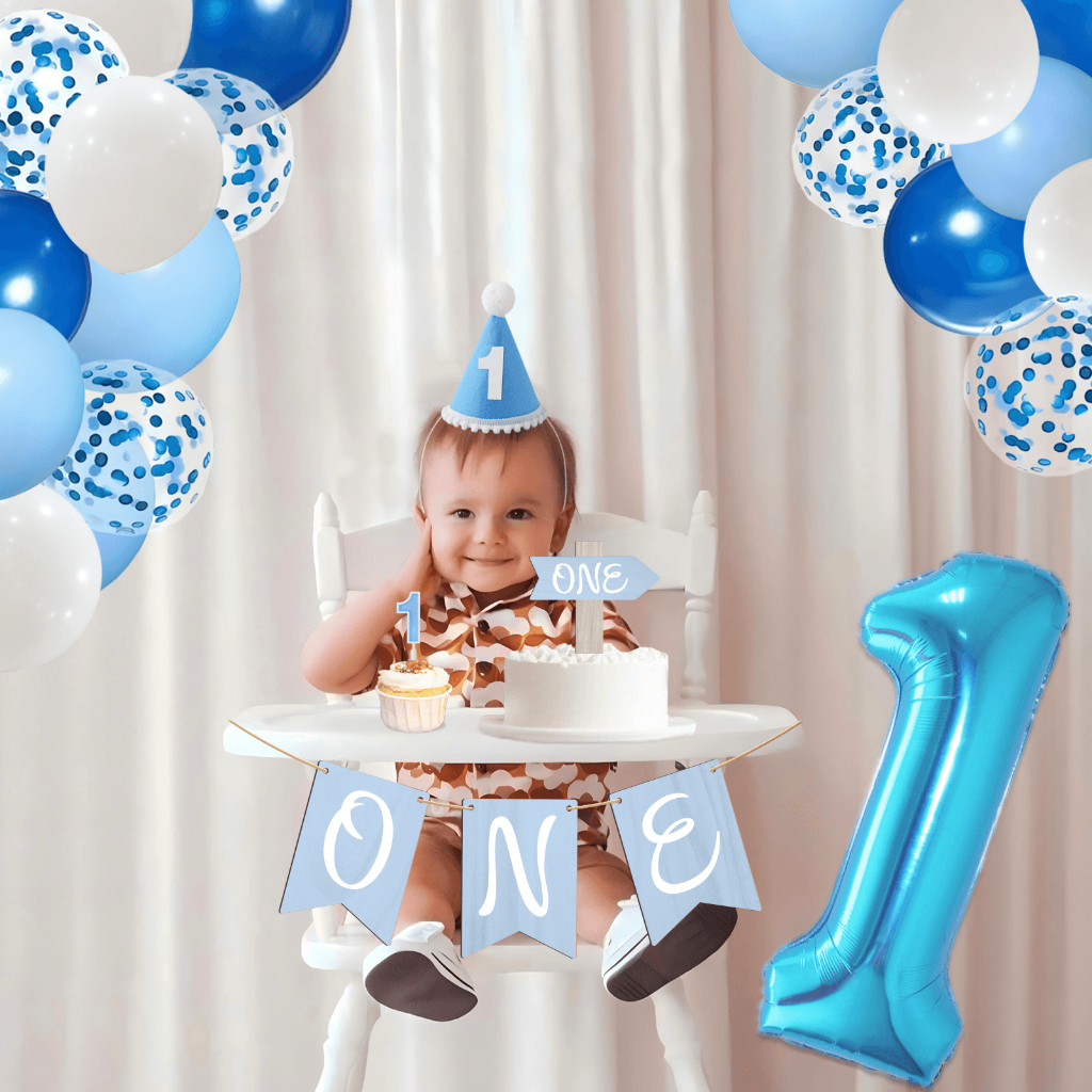 Blue 1st Birthday Decorations First Birthday Decor for Boys Wooden ONE ...