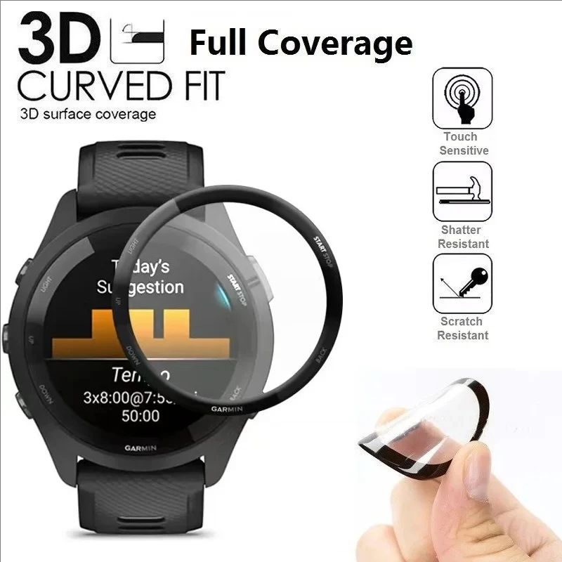 3D Curved Screen Protector Film for Garmin Forerunner 265 / 255 / 165 ...