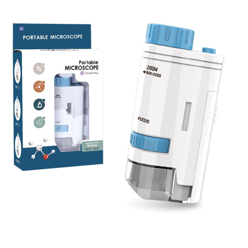 200X Portable Microscope kit with LED Light，for STEM Learning & Outdoor ...