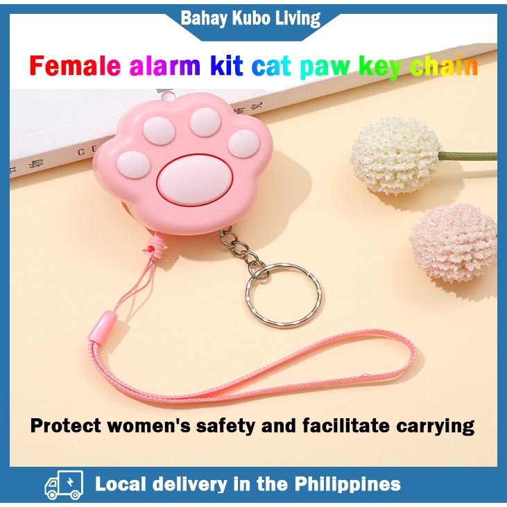 Female alarm kit cat paw key chain flash for Help Portable distress ...