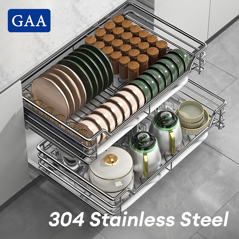 GAA 304 Stainless Steel Pull Out Dish Rack for kitchen Cabinet With ...
