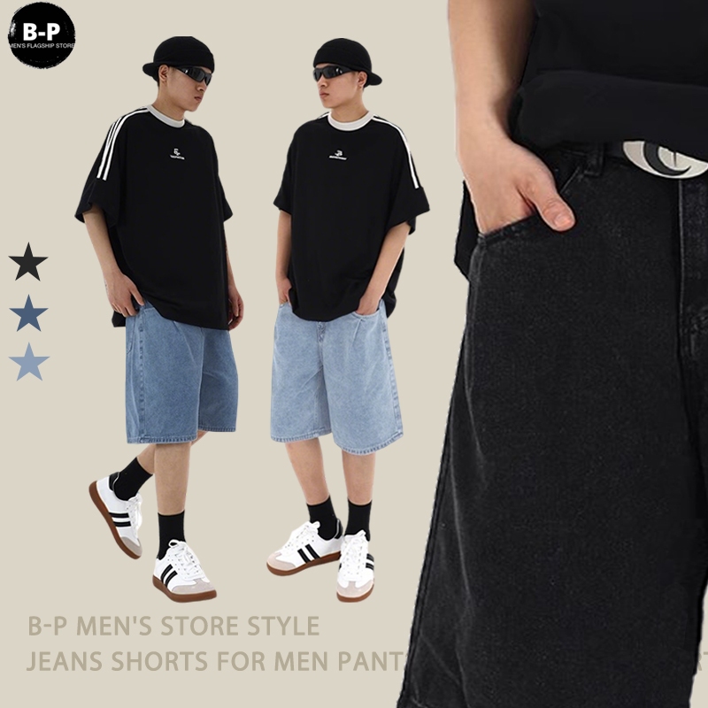 [COD]Jeans for men Jorts for men Blue/Black Korean style Denim Shorts ...