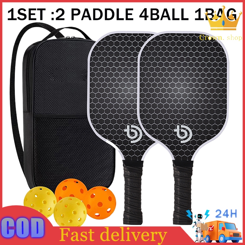 【Ready Stock】 Pickleball Paddle Set 2 Racket /4 Pickleball /Storage Bag ...