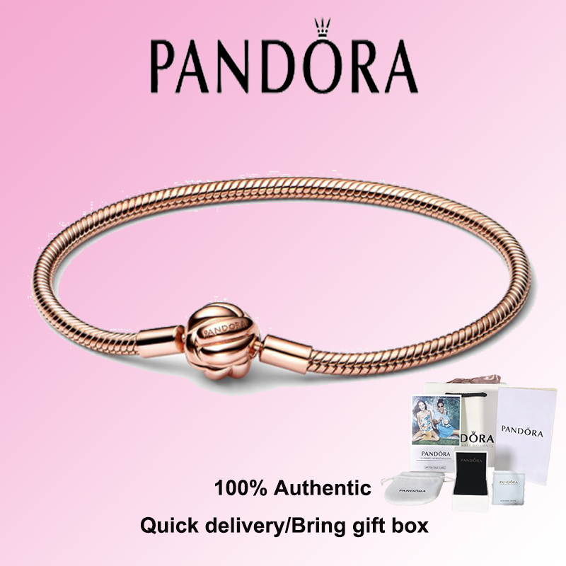 PANDORA Rose Gold Pandora Moments Heart Knot Snake Bracelet | Shopee ...