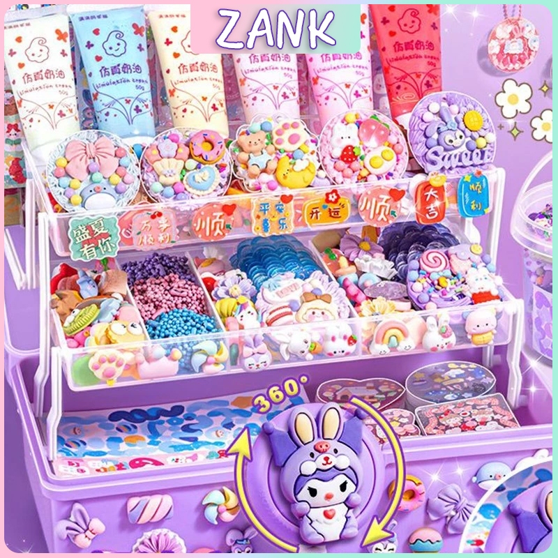 ZANKTOYS 942 PCS DIY Guka Keychain Set Box Keychain DiY Maker Set Toys For Kids Girl Cream Glue ...
