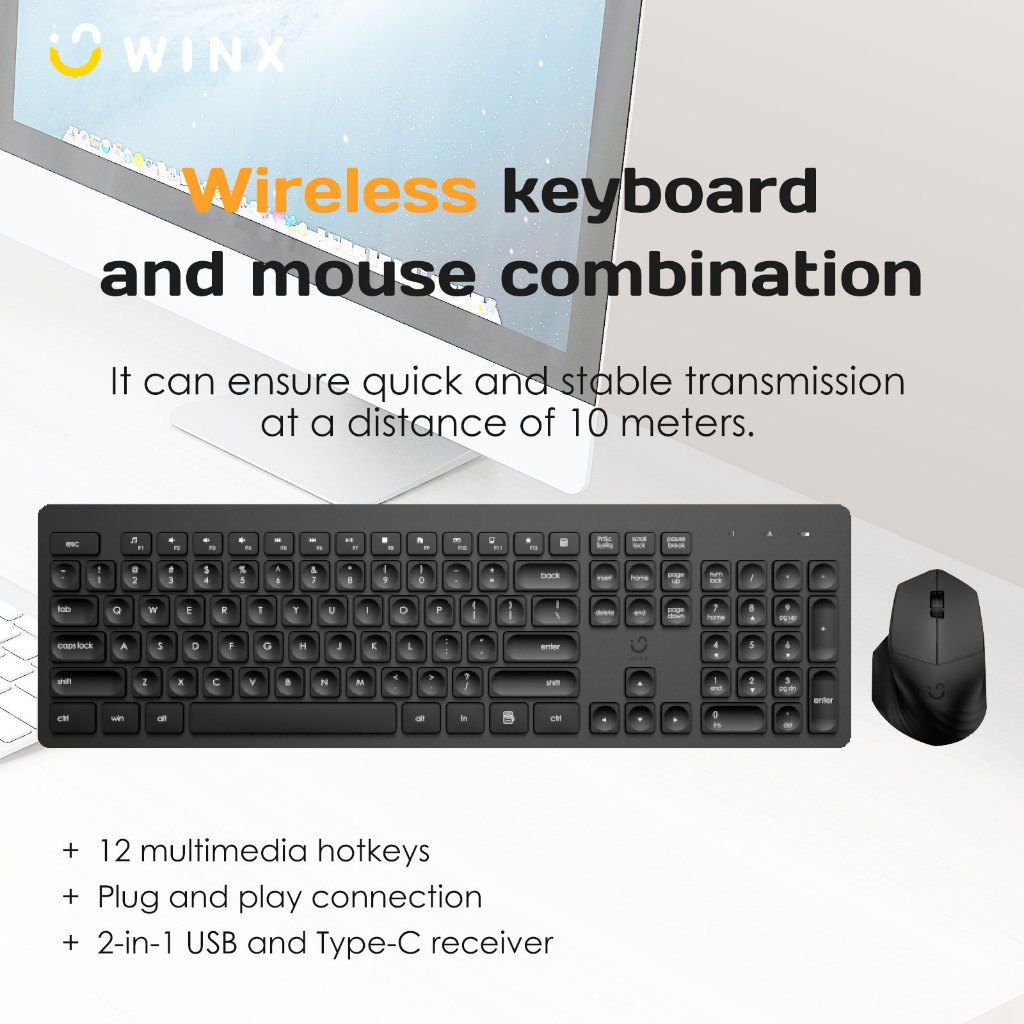WINX (two-year warranty) ultra-thin 2.4GHz wireless keyboard and mouse ...