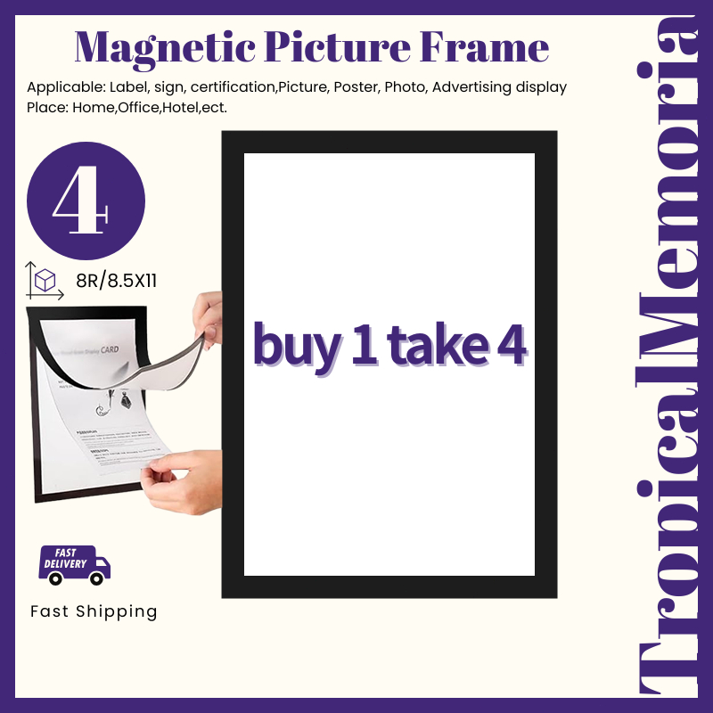 8R(8*10)/8.5x11 4PCS Black Magnetic Picture Frame Wall Decor Aesthetic ...