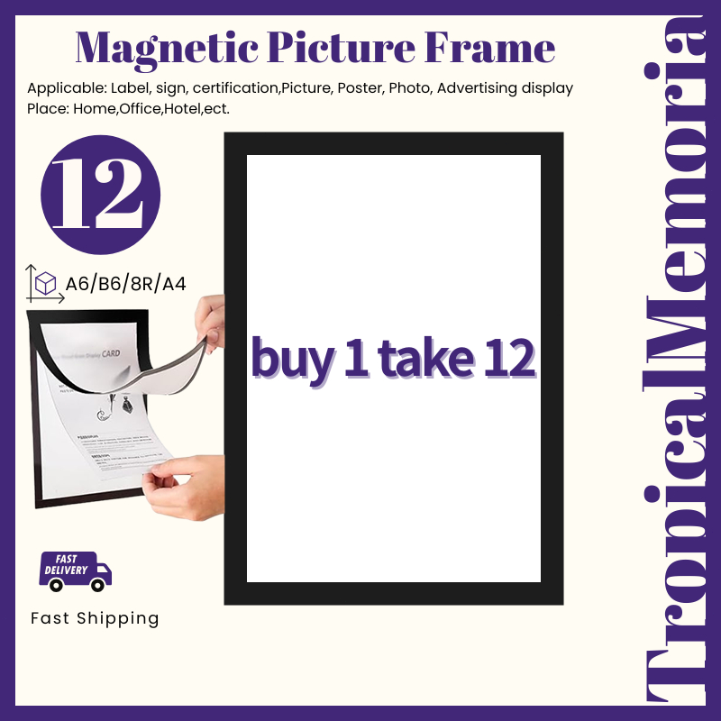 A4/A5/A6/B6 Black Magnetic Picture Frame Photo Certificate Framework ...