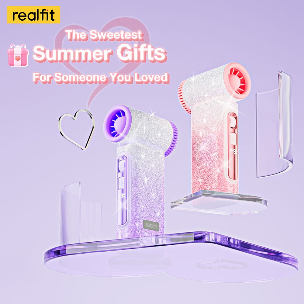 Realfit T1Portable Mini Fan With LED Digital Display 3500mAh Turbo Fan ...
