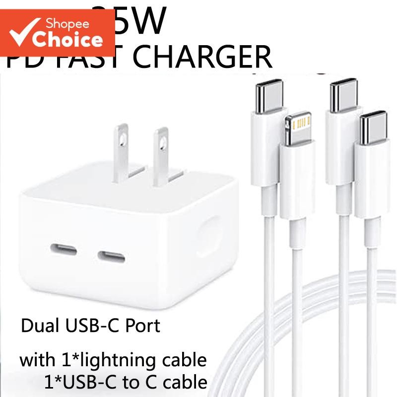 iPhone 35W Dual USB-C Port Power Adapter, PD 3.0 GaN Foldable Type C ...