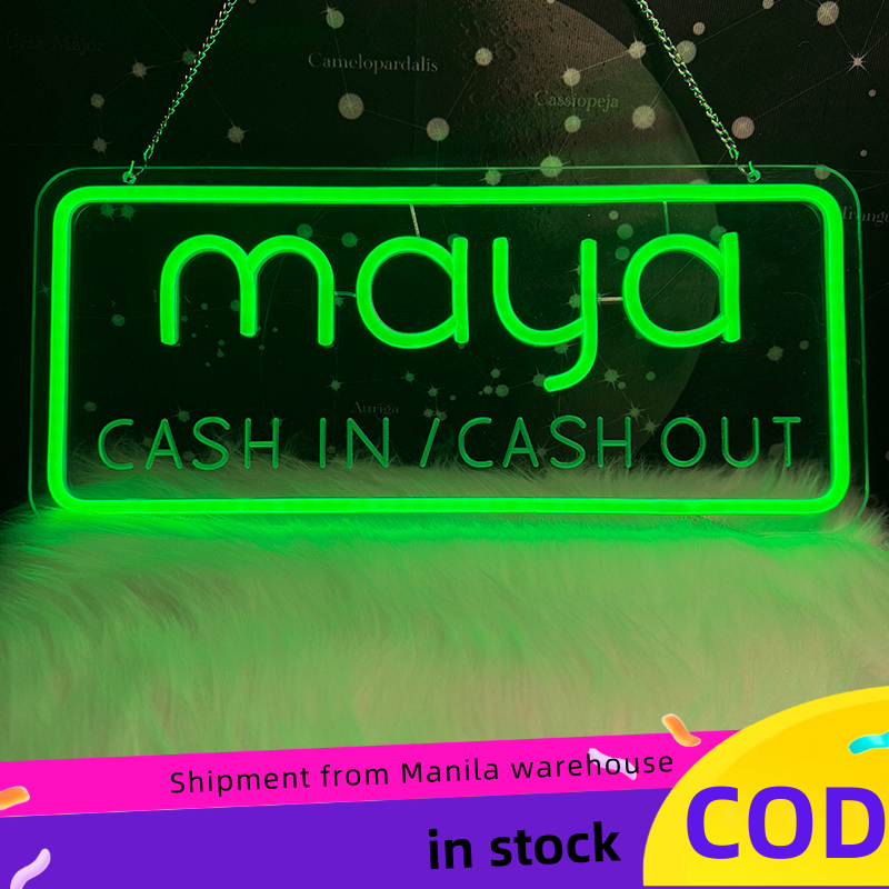 green led neon sign maya money service cash in cash out display light ...