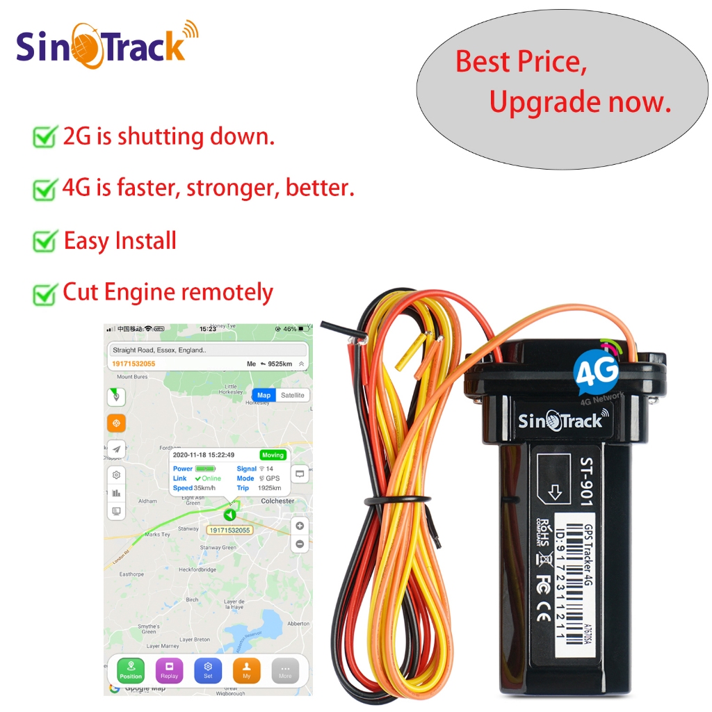 SinoTrack Mini Waterproof 4G Motor GPS tracker ST-901L Original For Car ...