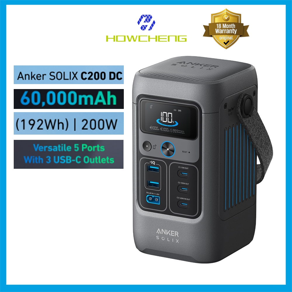Anker SOLIX C200 DC Power Bank Station, 60000mAh 192Wh Portable Power ...