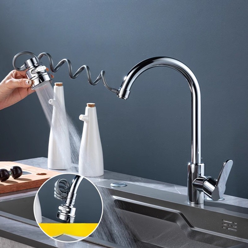 Telescopic faucet with filter and splash-proof three-speed water outlet ...