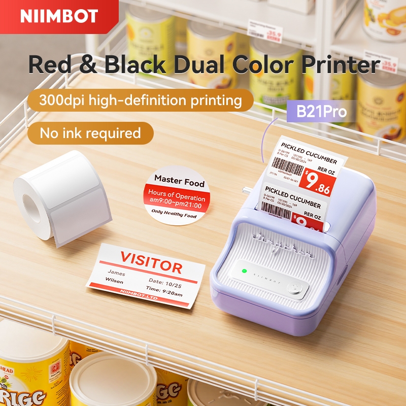 NIIMBOT B21_Pro Label Printer, Portable Photo Printer, Dual Color Label Maker, Suitable For ...