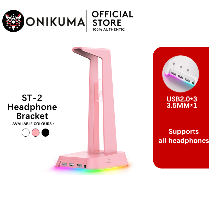 ONIKUMA ST-2 headphone stand with 3 USB ports and 3.5mm audio, equipped ...