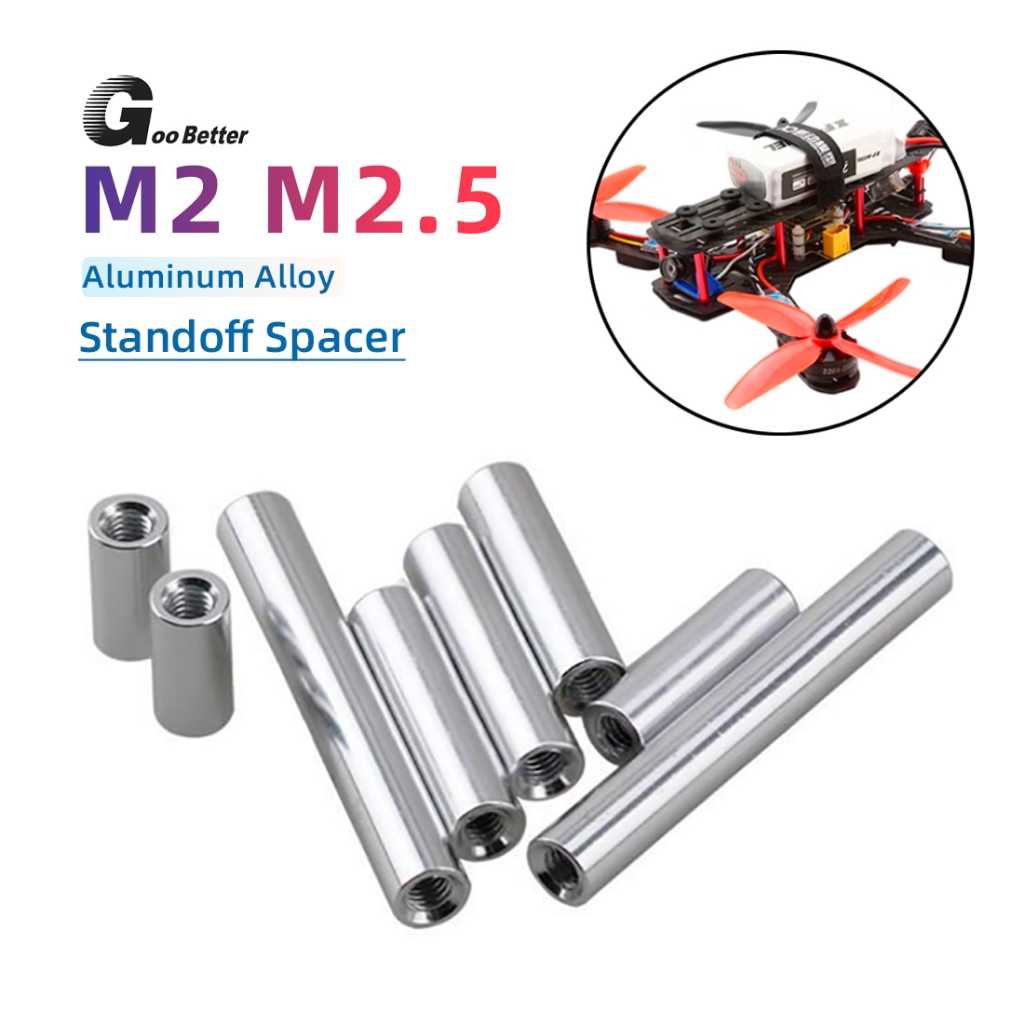 M2 M2.5 Aluminum Column Round Threaded Sleeve Stud Standoff Long Nuts ...