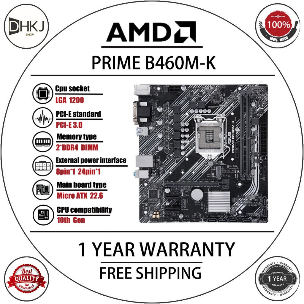 used PRIME B460M-K mATX Intel B460 DDR4 LGA 1200 CPU Motherboard ...