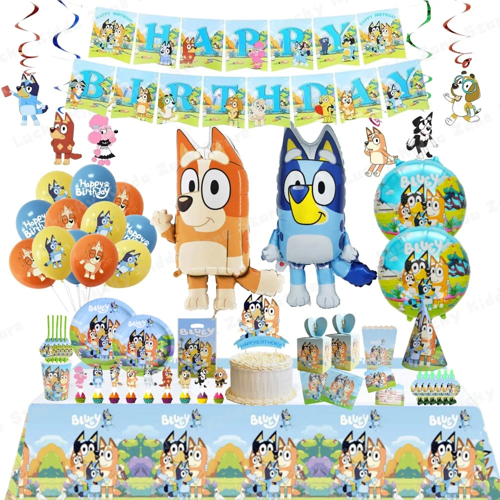 Bluey Birthday Decorations Cartoon Bingo Balloons Paper Tableware ...