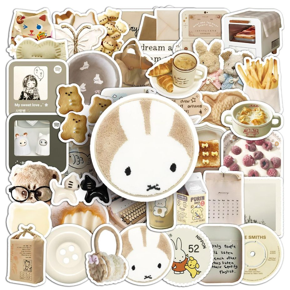 Cute 50Piece Ins Latte Style Theme Stickers For Phone Case Tumbler Car ...