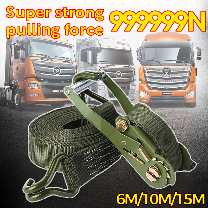6M/10M15M Heavy Duty Adjustable Ratchet Tie Down Strap with Hooks, High ...