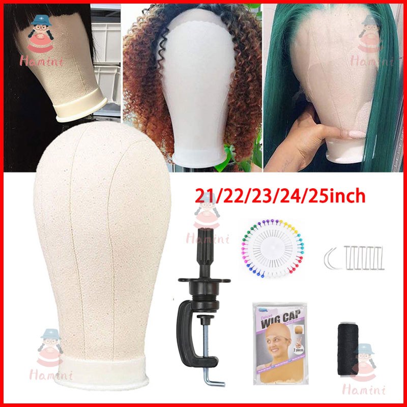 21/22/23/24/25 inch Wig Head Canvas Block Head Mannequin Head with ...