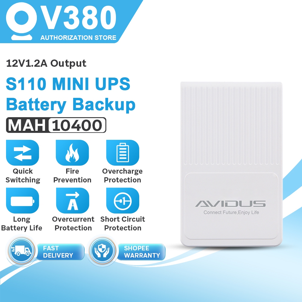 V380 x AVIDUS S110 10400mAh Mini UPS Battery Backup 5V 9V 12V For WiFi ...
