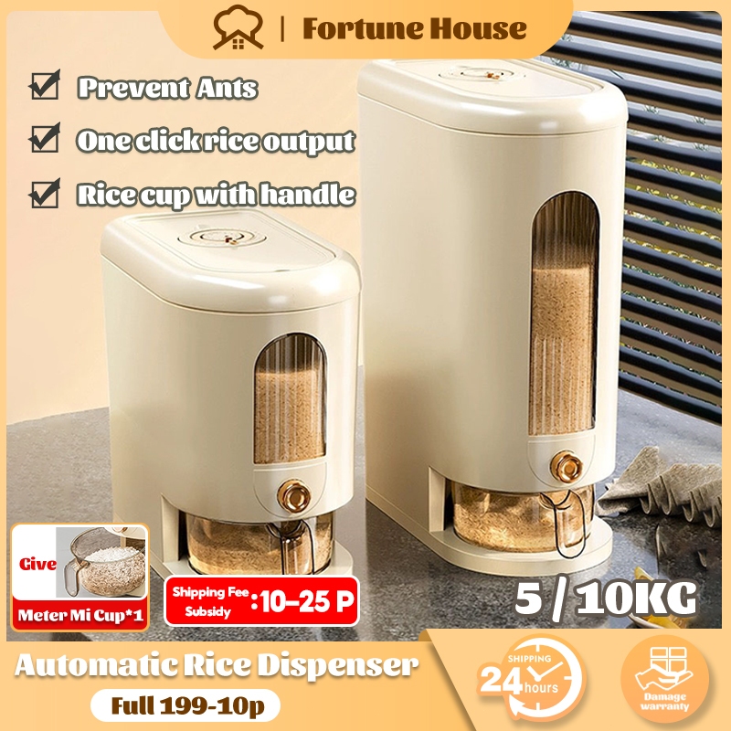 FORTUNE HOUS 5-10KG Automatic Rice Dispenser insect-proof Rice Storage ...