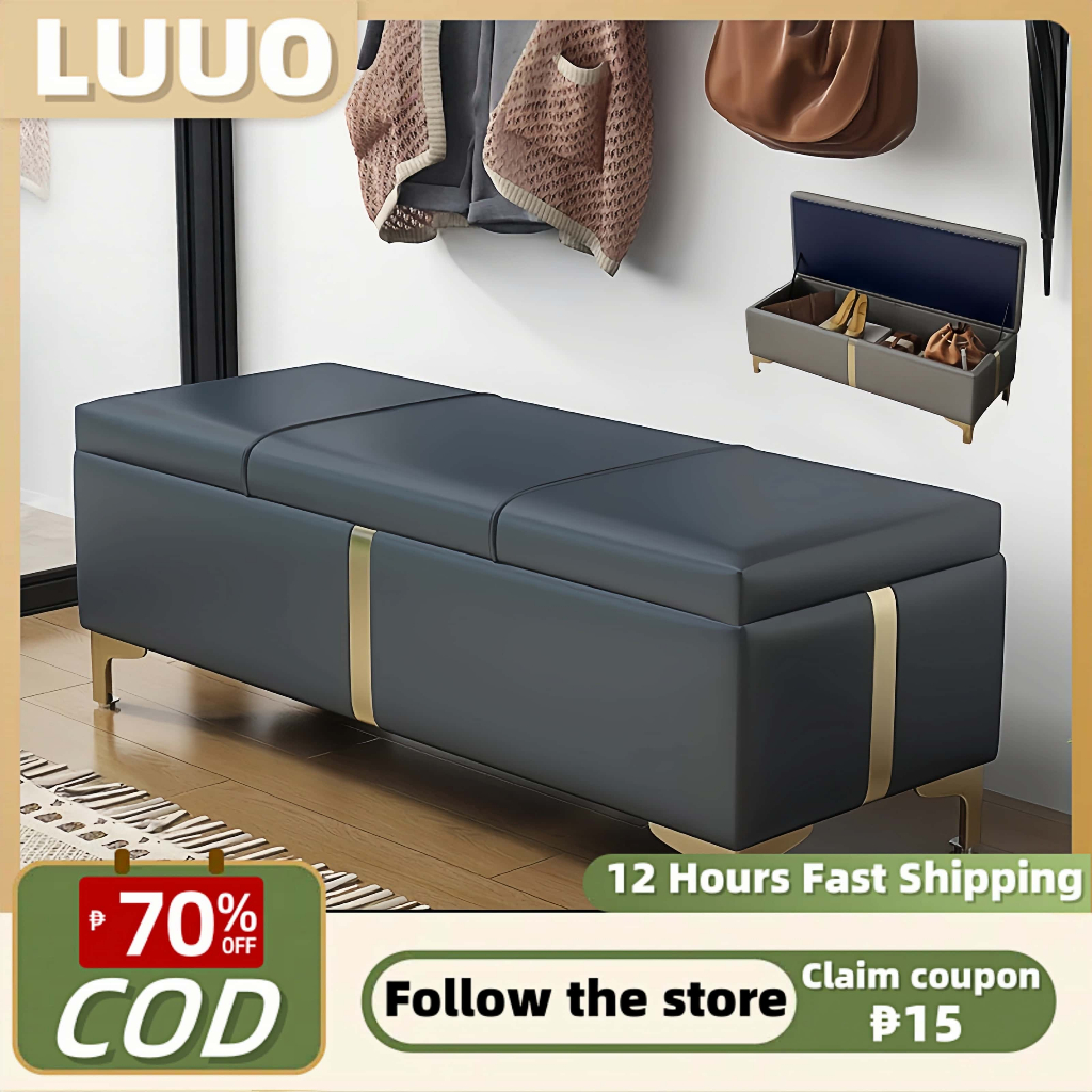 【LUUO+COD】Nordic Shoe Stool Multi-Functional Entrance Door Storage Bed ...