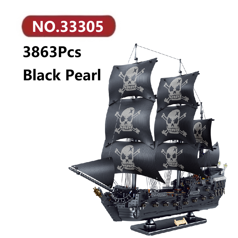 Black Pearl Pirate Ship Building Blocks 3863 Pcs BAKA Ship Bricks Toy ...