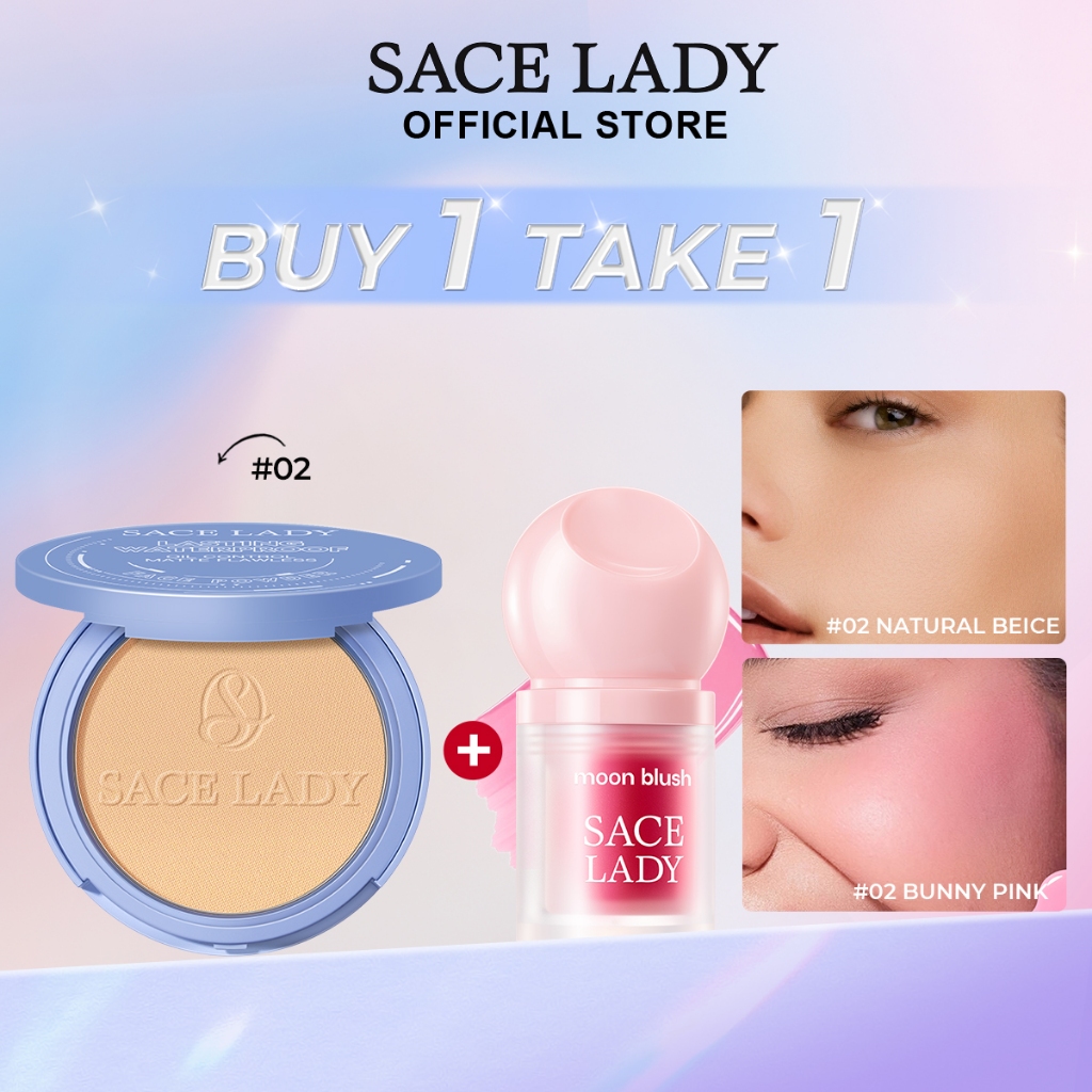 SACE LADY Face Beauty Cosmetics Oil Control Face Powder + Lasting Water ...