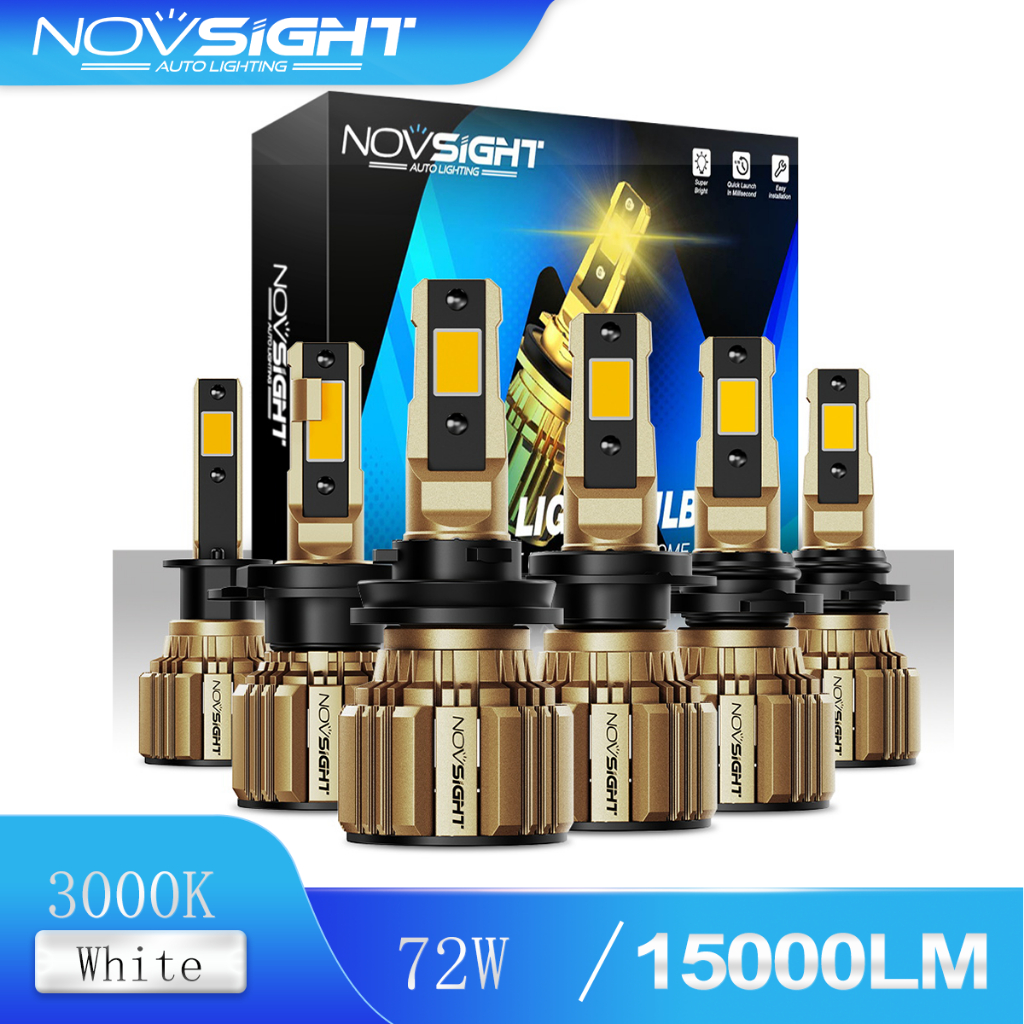Novsight N74Y 3000K H11 9005 9006 H7 H1 Car LED Headlight Car fog Light Bulb 15000LM Conversion ...
