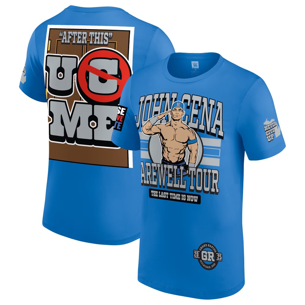 2025 Wwe Men's Blue John Cena Farewell Tour 2025 Grand Rapids T-Shirt ...