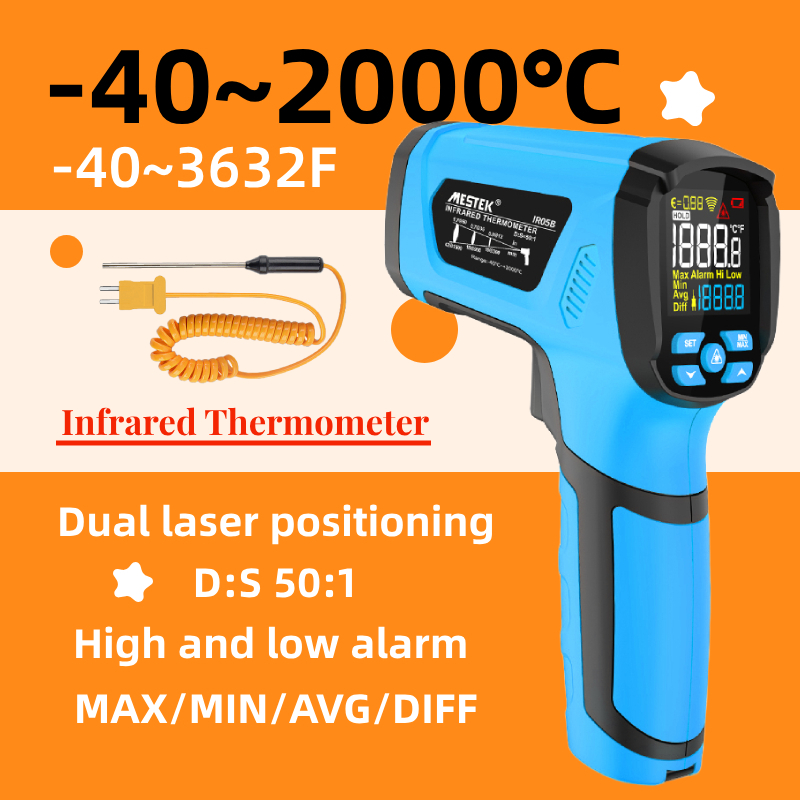 Mestek Dual Laser Infrared Thermometer IR05B -40~2000°C Food ...