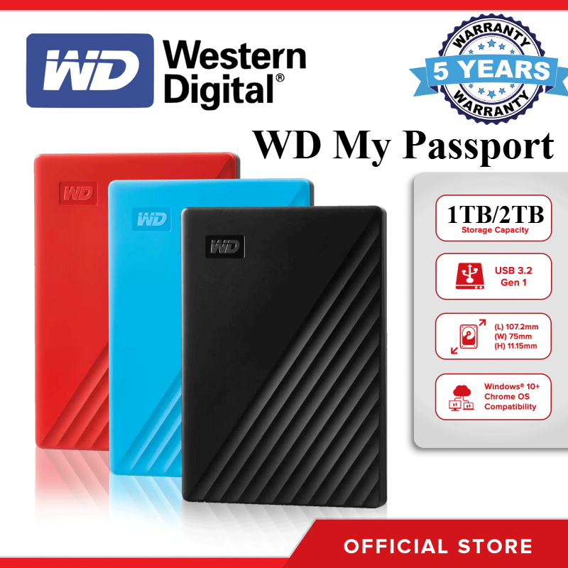 Western Digital WD External Hard Drive 2TB /1TB WD HDD My Passport USB ...